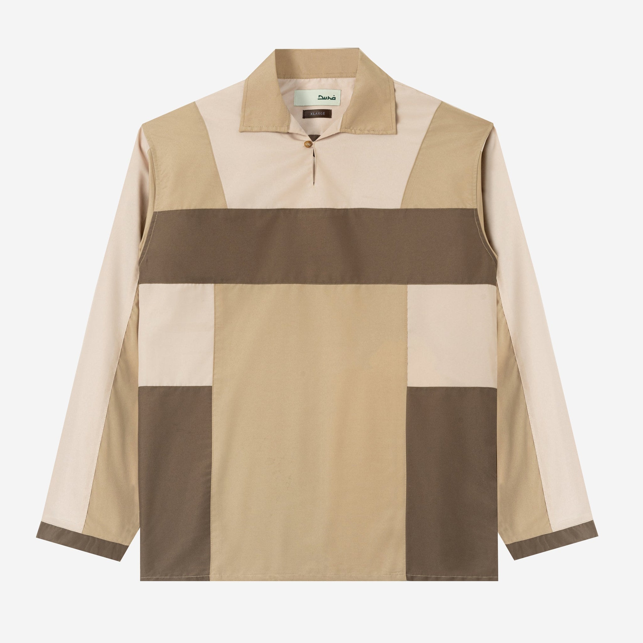 Duha Muslimwear - Dhia Patchwork Shirt Long Sleeve - Khaki Stone